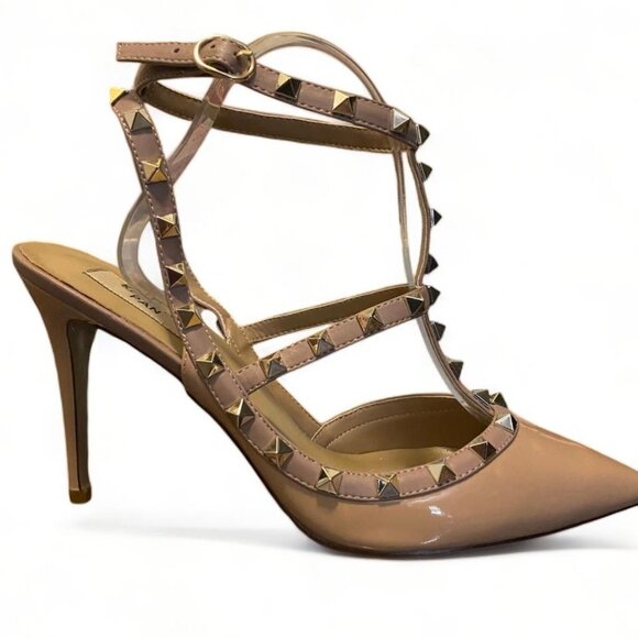 KAITLYN PAN | Shoes | Kaitlyn Pan Studded Heels Nude Beige Size 5 ...